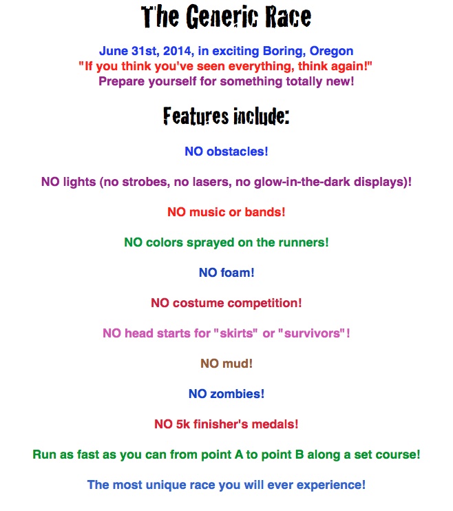 Race Preview: The Generic Race, June 31st, Boring, OR – Run Oregon